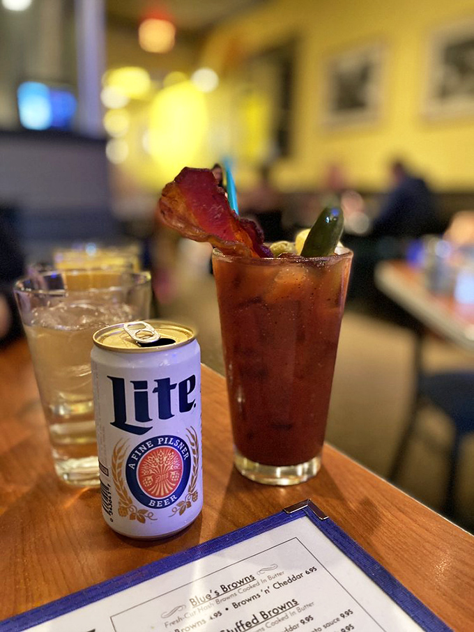 A bloody mary so photogenic it probably has its own Instagram account and a better social life.