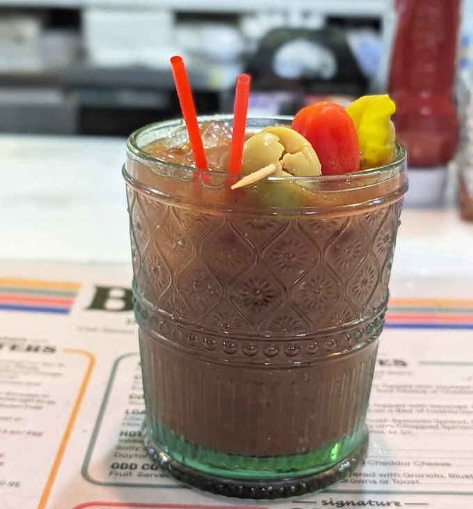 This garnish-heavy Bloody Mary brings cocktail hour to breakfast time with theatrical flair and flavor.