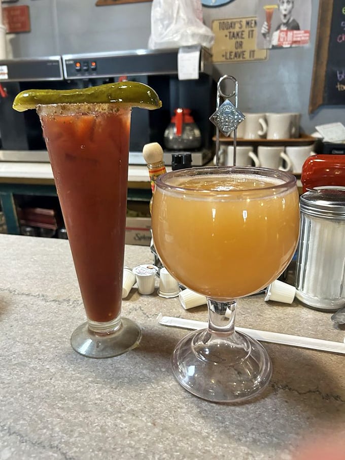 Classic diner beverages served with style – because even your drinks deserve to look as good as they taste.