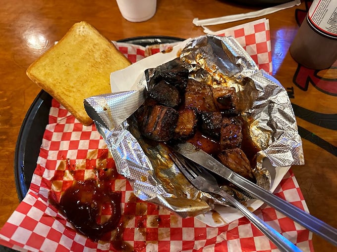 Burnt ends—the BBQ equivalent of striking gold. These caramelized brisket nuggets disappear faster than your resolution to eat light.