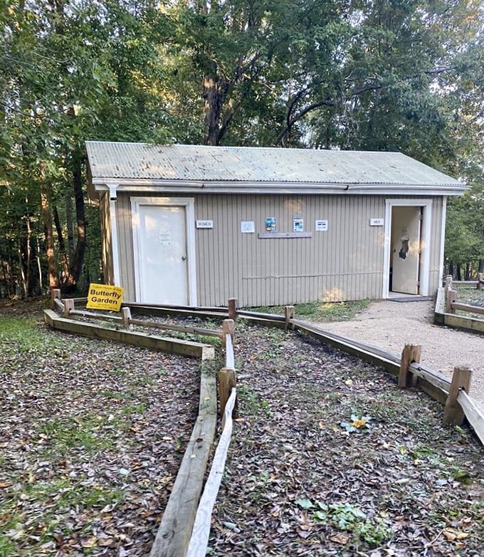 The butterfly garden's unassuming entrance belies the winged magic within—nature's reminder that sometimes the most beautiful transformations happen in modest packages.