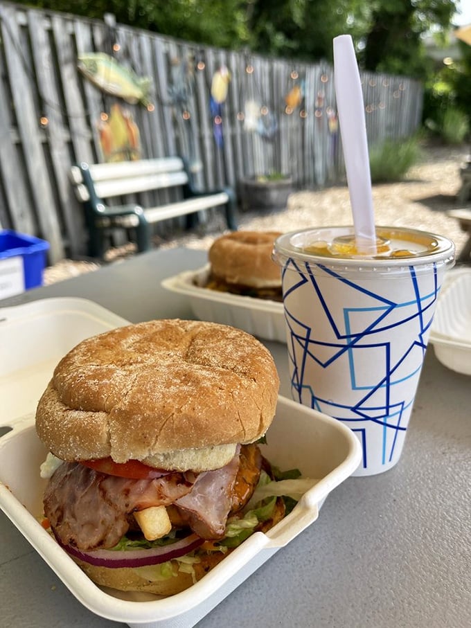 Al fresco dining with a side of paradise – burgers always taste better when enjoyed with a gentle breeze.