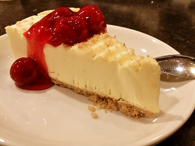Cherry-topped cheesecake that strikes the perfect balance between rich and light—the dessert equivalent of finding money in your winter coat pocket.