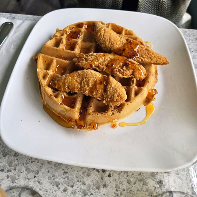 Chicken and waffles—the breakfast equivalent of finding out your favorite band is playing in your backyard. Sweet, savory, and utterly joyful.