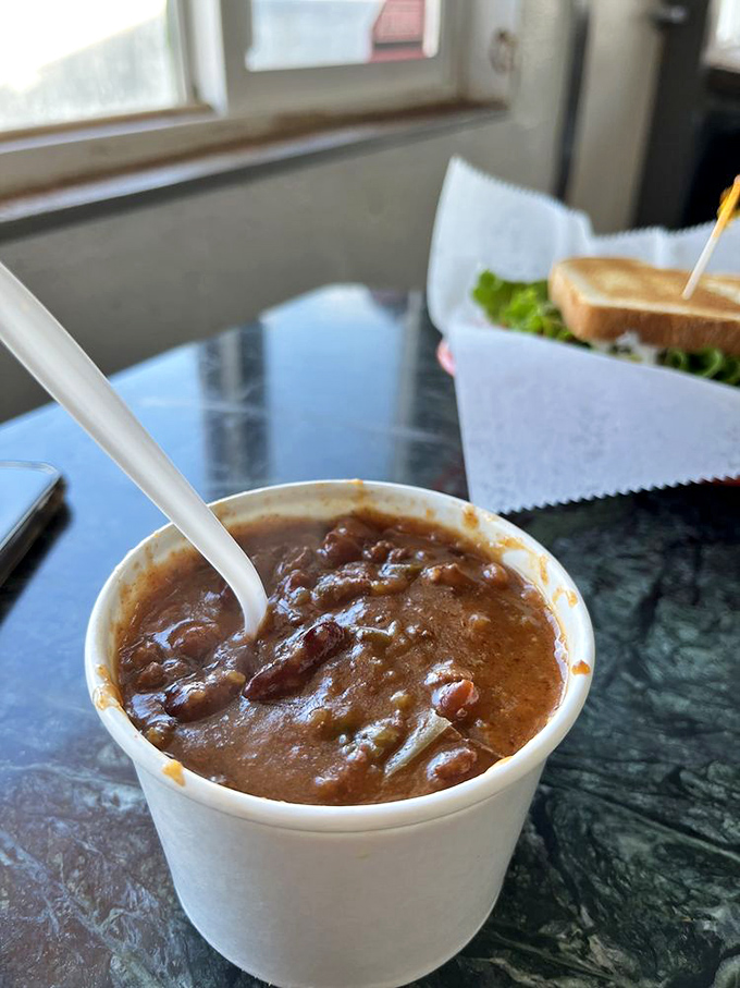 This isn't just chili; it's a warm hug in a cup. Beans and spices coming together like old friends at a reunion you'll want to attend daily.
