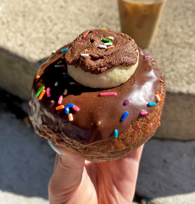This chocolate creation topped with colorful sprinkles isn't just Instagram bait – it's a legitimate reason to rethink your morning routine.