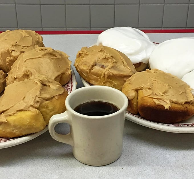 Those cinnamon buns aren't just pastries—they're edible time machines to your grandmother's kitchen, with coffee as your co-pilot.