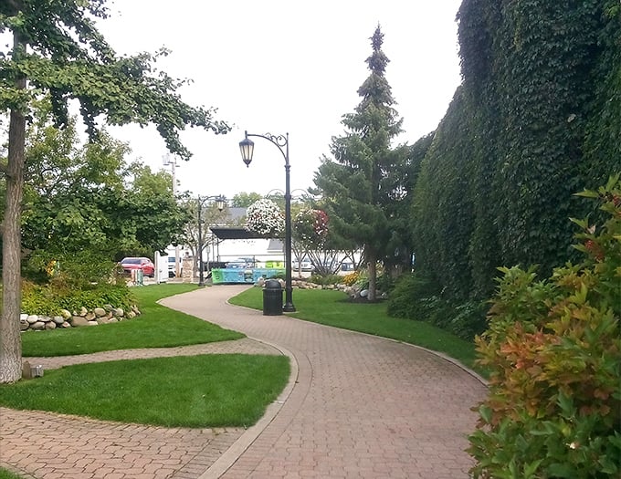Winding brick pathways and carefully tended greenery create an urban oasis where you can pretend you're in a much more expensive European vacation spot.