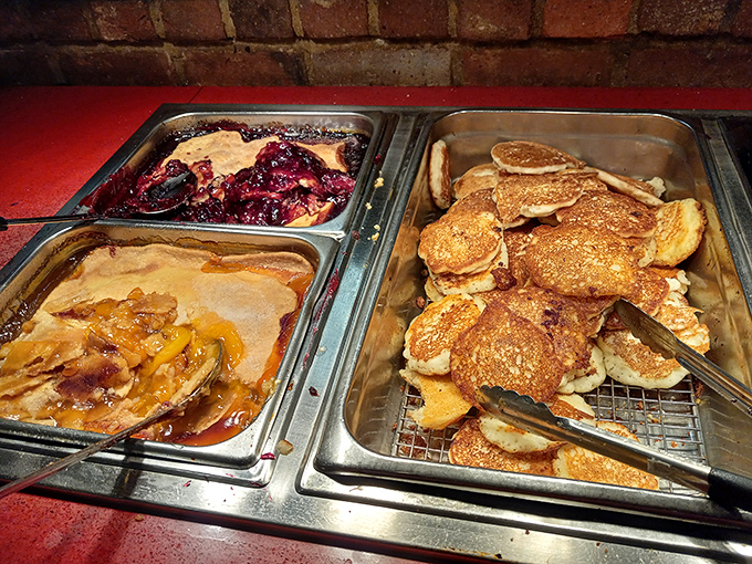 Fruit cobblers and pancakes waiting their turn to comfort your soul – the kind of desserts that make diets weep and memories form.