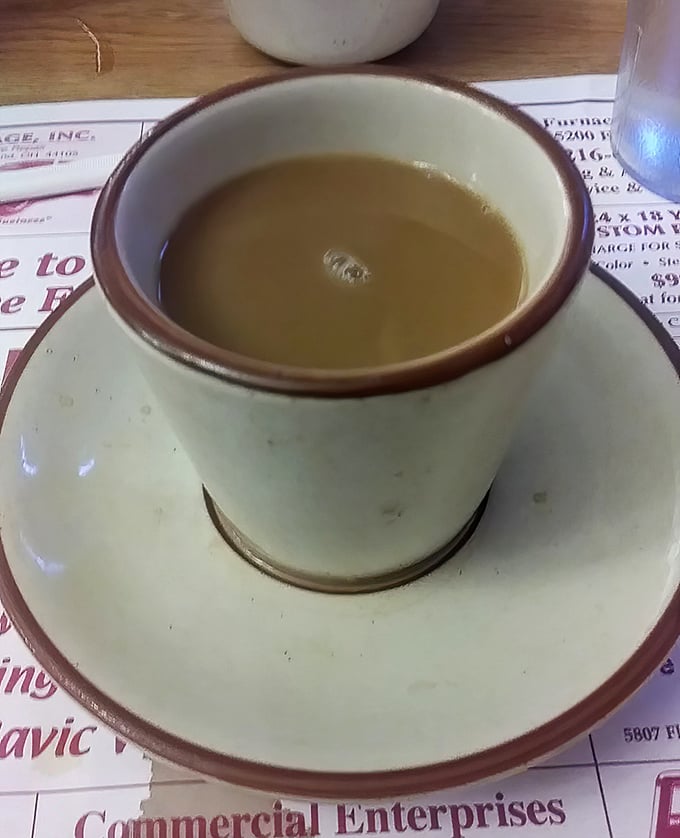 This isn't artisanal single-origin coffee with notes of anything—it's just honest diner coffee that gets the job done, cup after dependable cup.