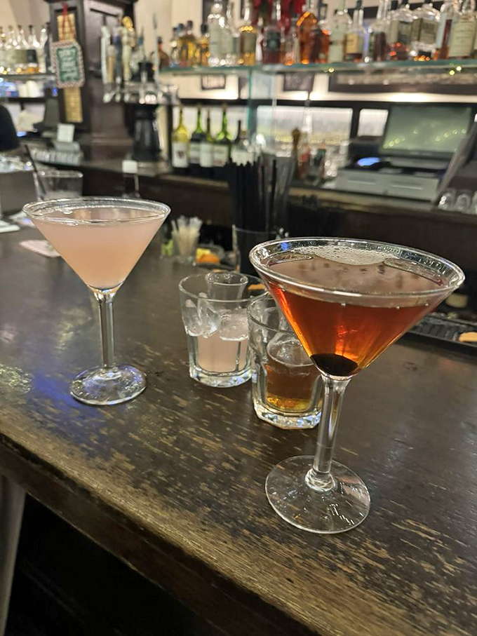 Classic cocktails in their natural habitat. At Joe's bar, martinis aren't just drinks—they're liquid time machines to a more civilized era.