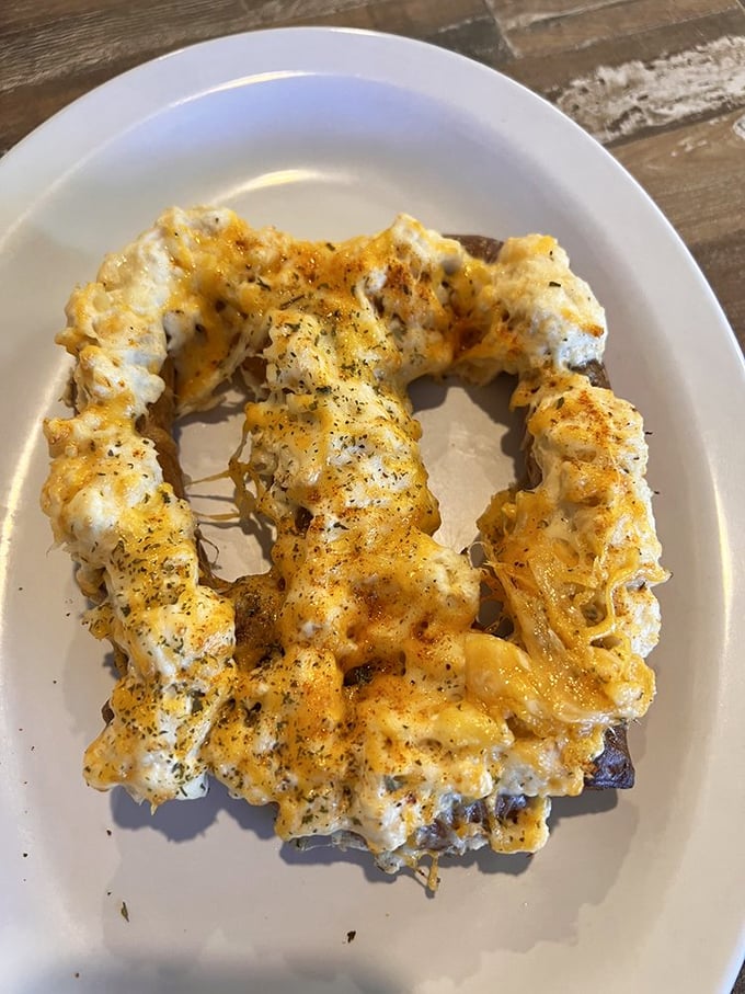 Behold the crab pretzel—where Maryland's seafood obsession meets carb-loaded genius in a marriage blessed by the gods of melted cheese.