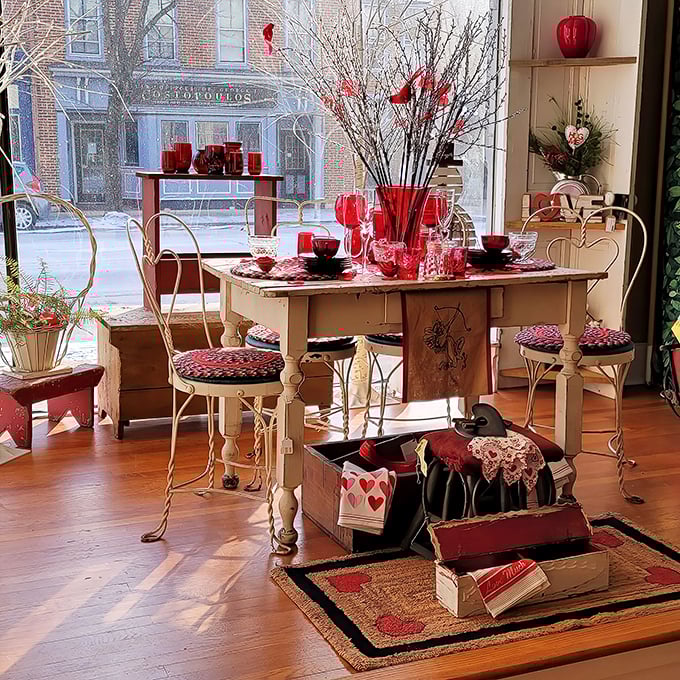 This Valentine's-ready dining tableau proves that romance isn't dead—it just prefers antique chairs and has excellent taste in vintage tableware.