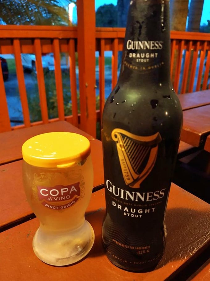 Sunset drinks on the porch—where Guinness meets Pinot Grigio and nobody judges. Florida evenings were made for this.