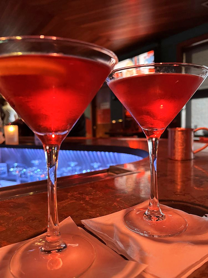Ruby-red cocktails catching the bar light like liquid gemstones. In Wisconsin, these aren't just drinks—they're pre-dinner traditions worthy of reverence.