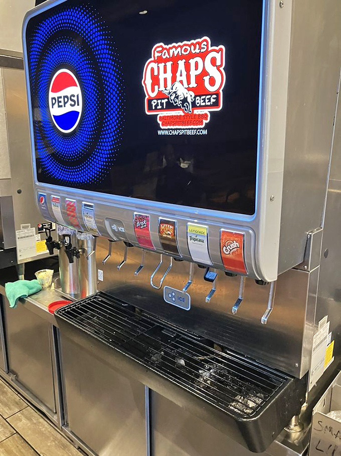 The soda fountain at Chaps – because even the mightiest meat feast needs something to wash it down with. Simple pleasures for complex flavors.