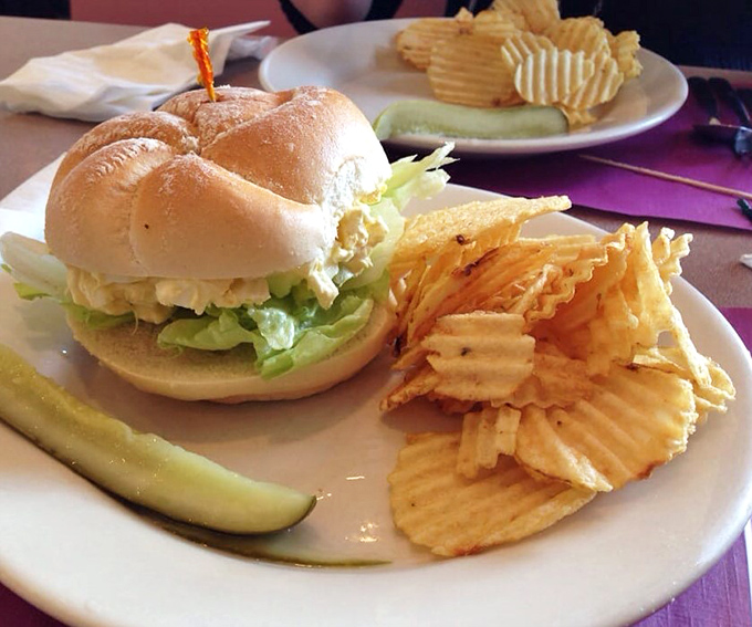 A sandwich that whispers rather than shouts, paired with ridged potato chips—the lunch combo that's sustained Pennsylvania workers since time immemorial.