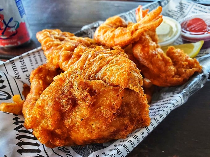 Fried to golden perfection, this fish and prawn combo is the seafood equivalent of winning the lottery—twice.