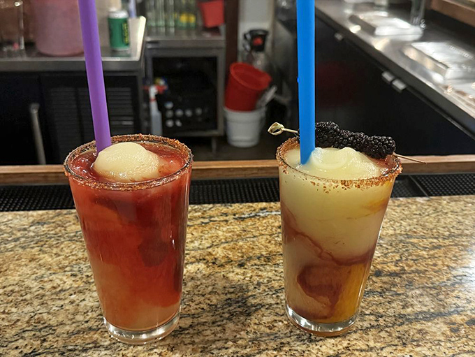 These aren't just frozen margaritas—they're liquid air conditioning with attitude, the perfect counterpoint to smoky barbecue heat.