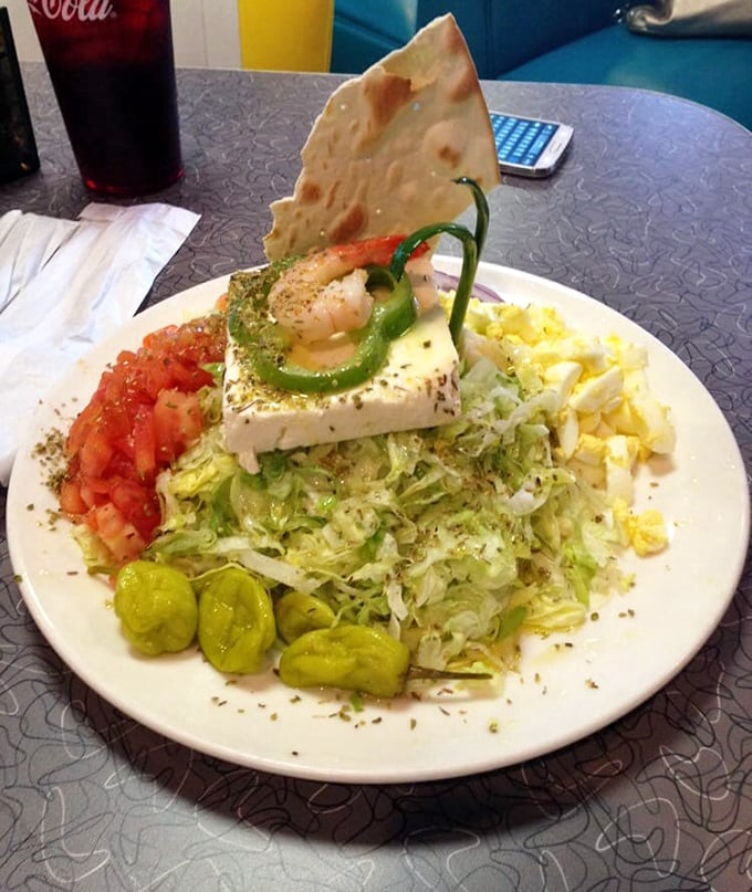 This Greek salad isn't just fresh—it's a Mediterranean vacation on a plate. That feta stands tall like the Parthenon of cheese.