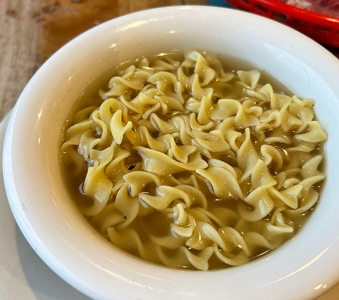 Simple pleasures: homemade noodle soup that tastes like your grandmother's kitchen, assuming your grandmother was an exceptional cook.