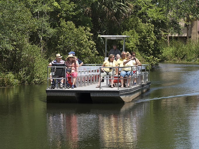 Gentle ripples follow this tour boat as passengers enjoy nature's show from the best seats in the house. No Netflix can compete with this.