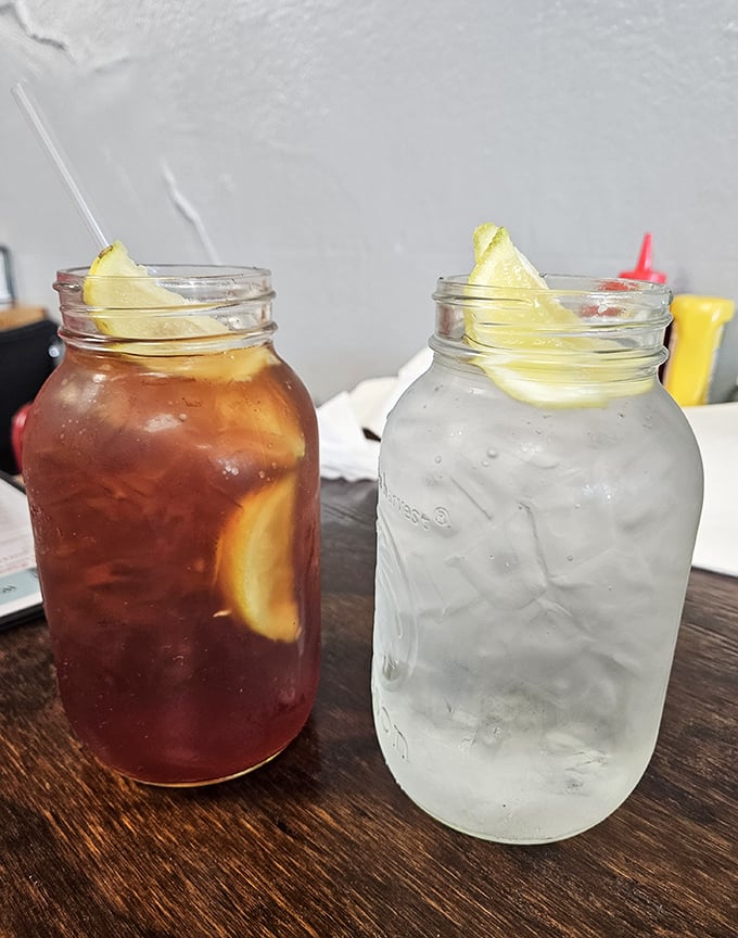 Sweet tea served in mason jars with lemon wedges perched just so—the unofficial state beverage of Tennessee, presented with the respect it deserves.