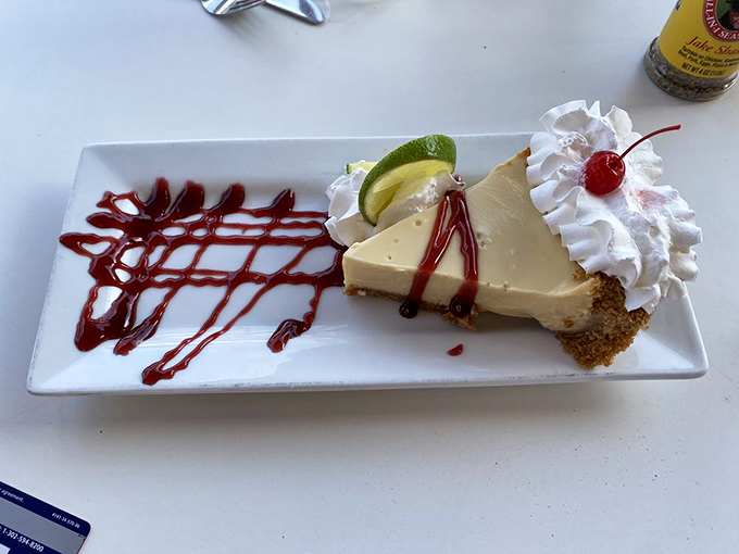 Key lime pie that strikes the perfect balance between sweet and tart—like finding the ideal dance partner who knows all your moves.