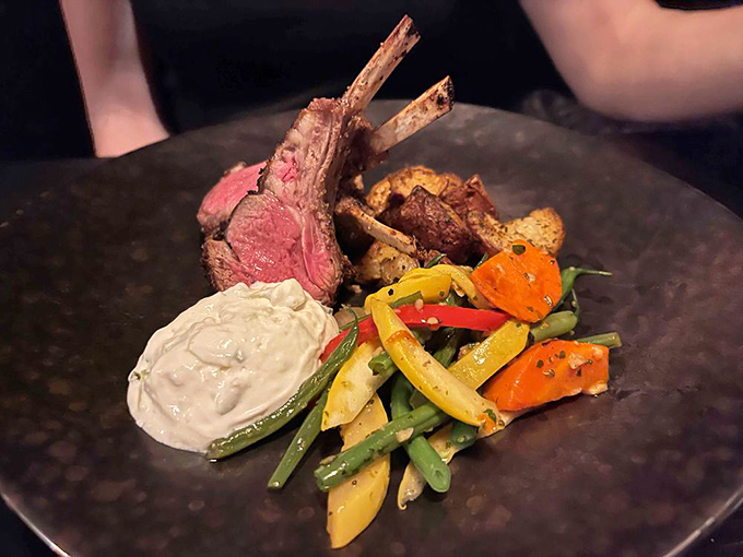 Lamb chops presented with the confidence of knowing they'll be the best you've had this year. That sauce deserves its own fan club.