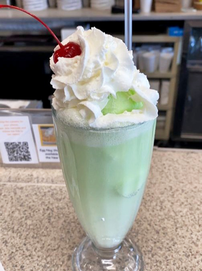 The lime-green float that launched a thousand sighs of contentment. Summer in a glass, topped with a crown of whipped cream.