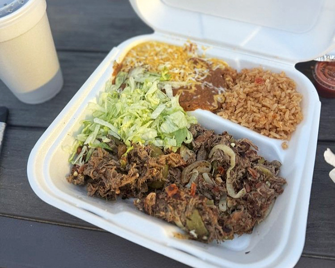 Machaca plate with scrambled eggs – breakfast of champions who appreciate authentic Mexican morning traditions.