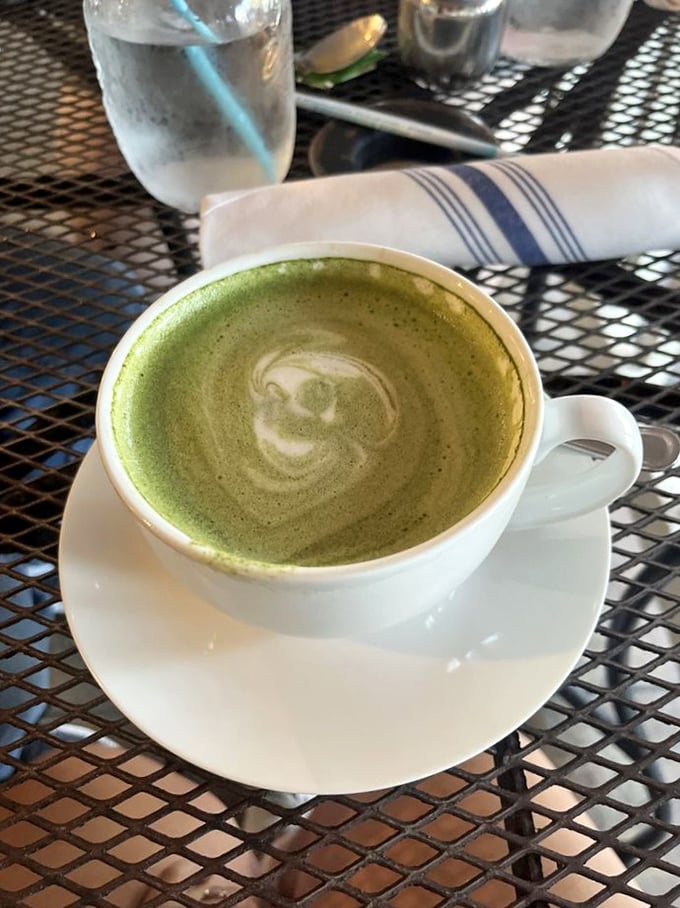 That matcha latte isn't just a drink—it's morning meditation in a cup, with art that's almost too pretty to disturb.