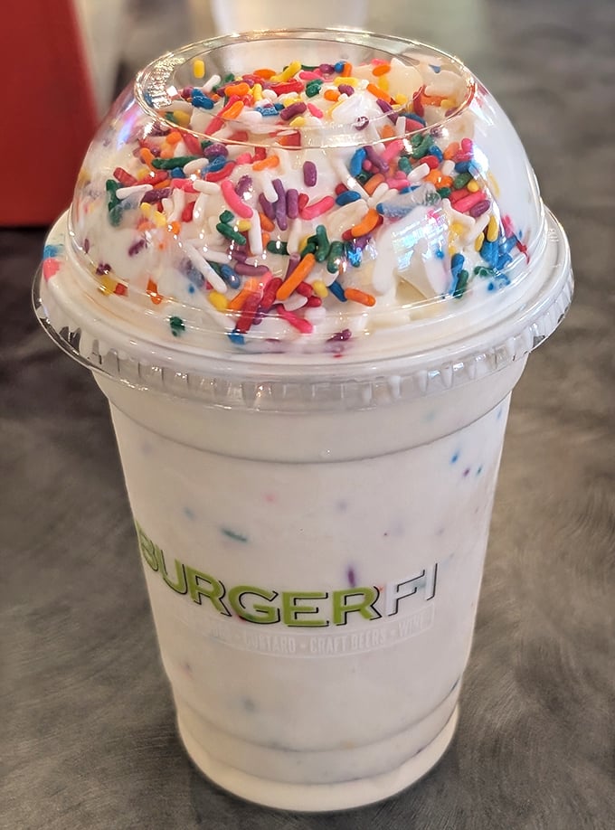 A vanilla shake crowned with rainbow sprinkles – proof that sometimes happiness is simple. The perfect cool companion to BurgerFi's hot, savory offerings.