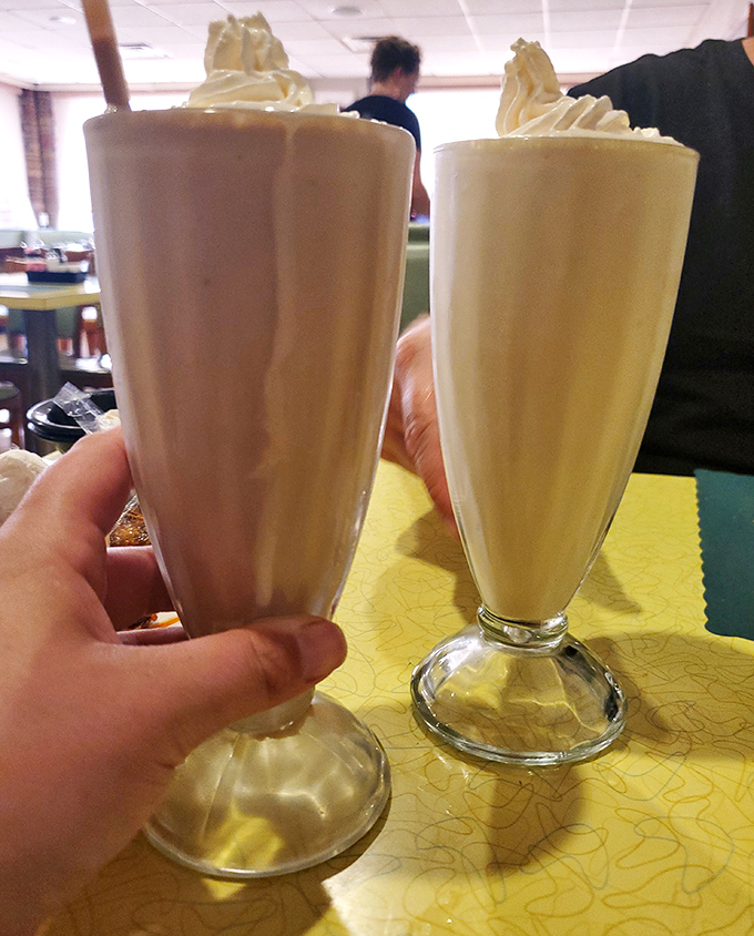 Milkshakes thick enough to require serious straw commitment—the kind that makes you feel like you're in an Archie comic come to life.