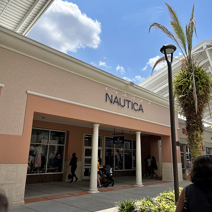 Nautica's breezy storefront channels coastal vibes, where you can dress like you own a yacht without spending yacht-owner money.