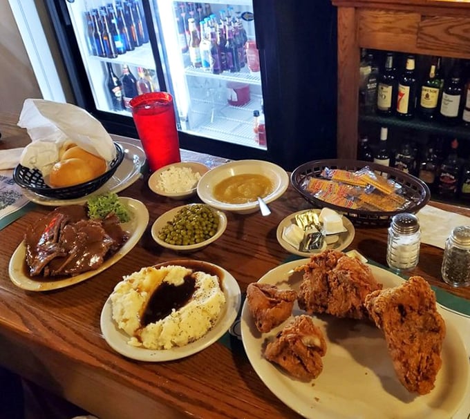The full spread that makes dieting a tomorrow problem. When food looks this good, calories are just numbers that temporarily lose their meaning.