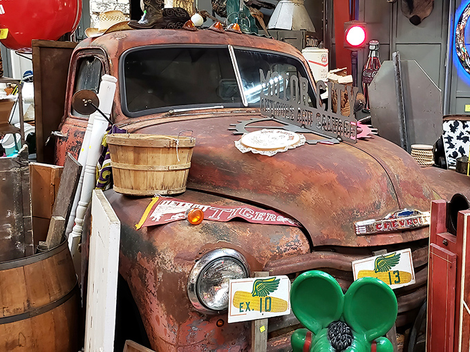 Detroit's automotive heritage lives on in this rustic beauty. Someone's project truck now serves as a magnificent museum piece among the collectibles.