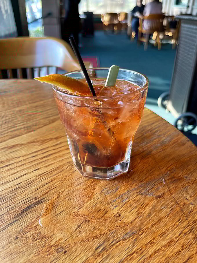 An Old Fashioned that Don Draper would approve of, complete with that orange twist that says, "Your day is officially improved."