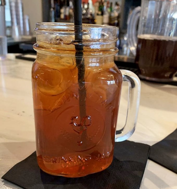 Sweet tea in a mason jar—the unofficial state beverage of Virginia served in the unofficial state glass of the South. Refreshment that comes with its own Southern accent.