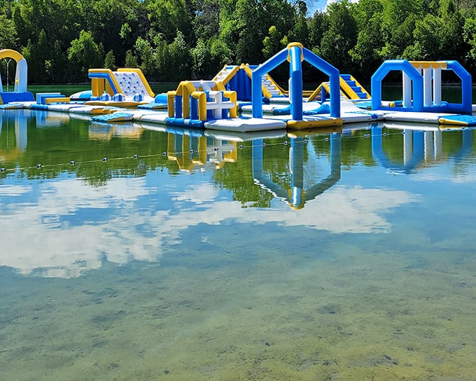 Quarry Beach Adventure Park transforms an old industrial site into a floating playground—proof that Midwesterners know how to make their own fun.