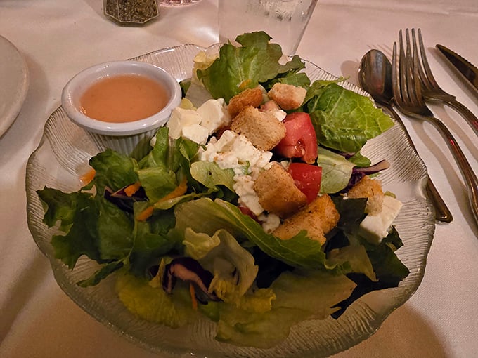 A salad that doesn't apologize for being a salad—crisp, colorful, and confident enough to hold its own at a steakhouse.