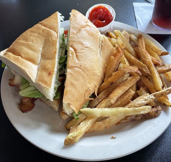 Sandwiches here aren't an afterthought—they're architectural marvels of flavor, served with hand-cut fries that would make a potato proud.