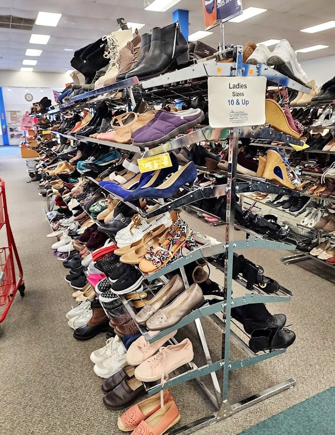 The shoe department rivals Imelda Marcos's closet, minus the dictator drama. Every style imaginable waits patiently for its Cinderella moment.