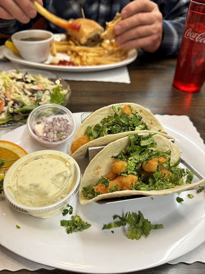 These shrimp tacos are what happen when the ocean and Mexico have a delicious collaboration – fresh, vibrant, and impossible to eat without smiling.