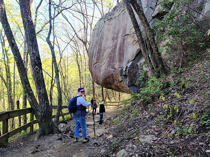 Hiking with companions along Sitton's Gulch Trail, where conversation flows as naturally as the nearby creek—just with fewer salamanders. 
