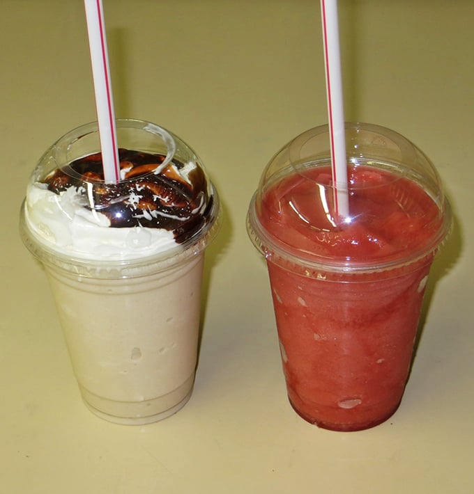 Smoothies that make you forget you're being healthy. One chocolate dream, one berry fantasy—both worth the brain freeze that inevitably follows.