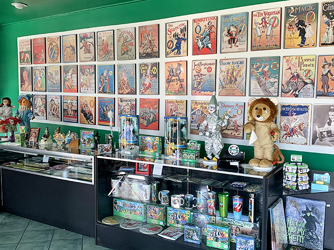 The gift shop wall displays enough Oz memorabilia to transform any suburban living room into a shrine that would make even the most dedicated fan blush. 