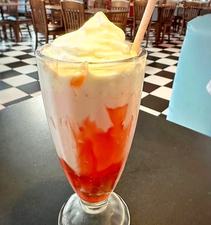 This strawberry milkshake isn't just Instagram-worthy—it's a layered masterpiece of ice cream, milk, and fruit that demands to be appreciated before the straw goes in.