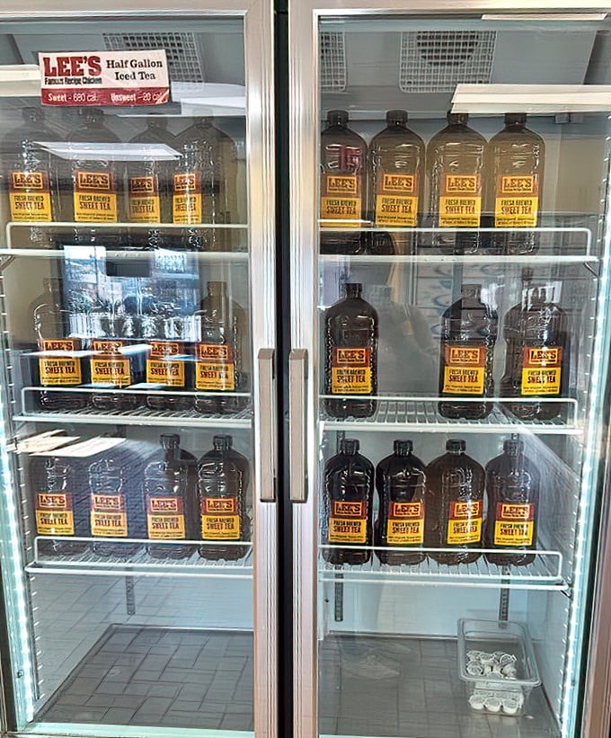 Sweet tea so legendary it gets its own refrigerated shrine. The South's house wine, available by the half-gallon for serious enthusiasts.