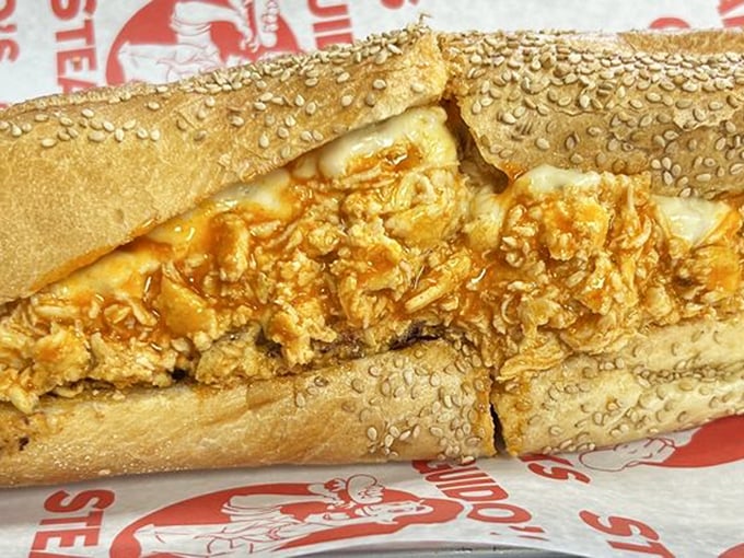 Buffalo chicken meets cheesesteak in a sandwich mashup that shouldn't work but absolutely does. Sesame seeds add the perfect textural finale.